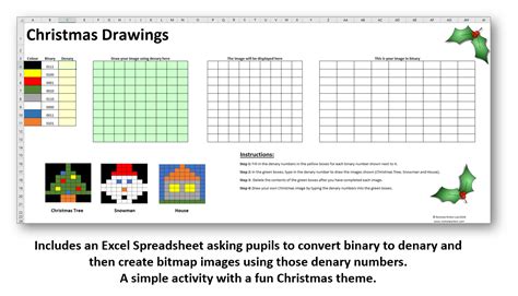 christmas bitmap drawing activity teaching resources