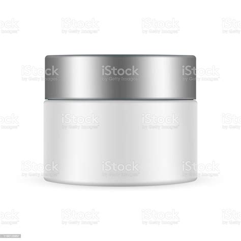 흰색 배경에 고립 된 금속 모자 이랑 화장품 항아리 3차원 형태에 대한 스톡 벡터 아트 및 기타 이미지 3차원 형태 건강