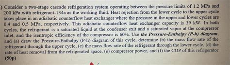 Solved Consider A Two Stage Cascade Refrigeration System