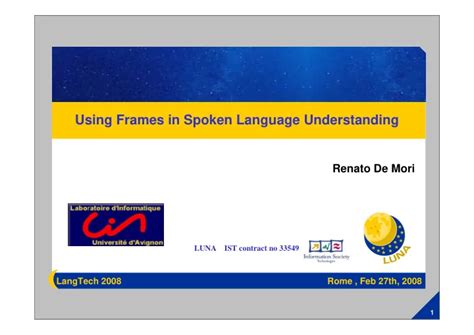 [ppt] using frames in spoken language understanding renato de mori