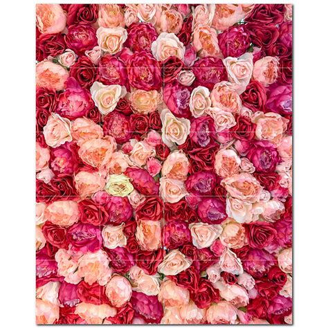Picture 40 X 24 Ceramic Flowers Photo Decorative Mural Tile Pt500618 8 X 8 Set