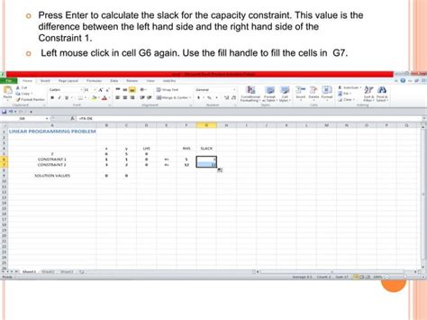 Solution Of A Simplex Problem Using Excel Pptx
