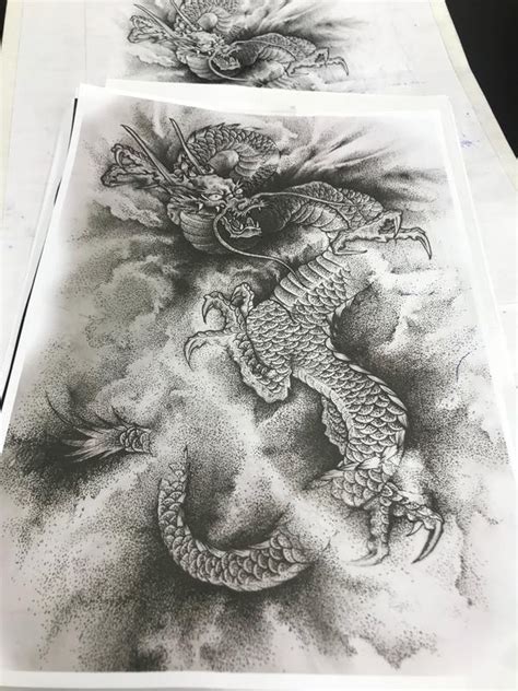 云中龙手稿云中龙纹身图片 伤感说说吧