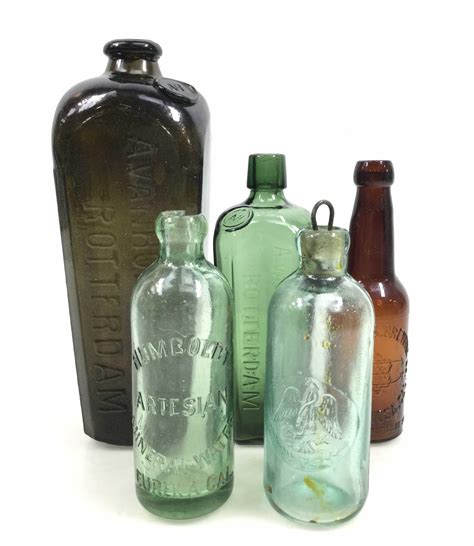 Lot 5 Vintage Glass Bottles