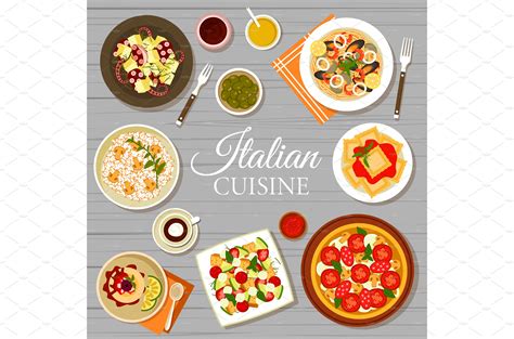 Italian Cuisine Food Menu Cover Food Illustrations ~ Creative Market