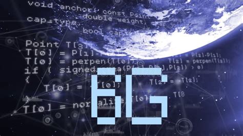 Animation Of 6g Text And Computer Language Over Connected Dots Graph Icons And Globe Stock