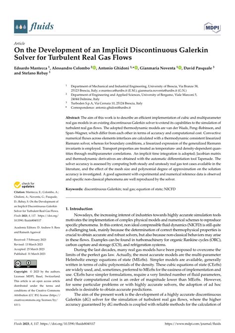 Pdf On The Development Of An Implicit Discontinuous Galerkin Solver For Turbulent Real Gas Flows
