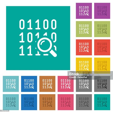代碼分析正方形平面多色圖示向量圖形及更多事件圖片 事件 二進制碼 保安 Istock