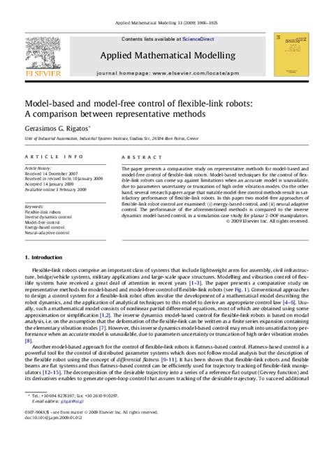 Pdf Model Based And Model Free Control Of Flexible Link Robots A