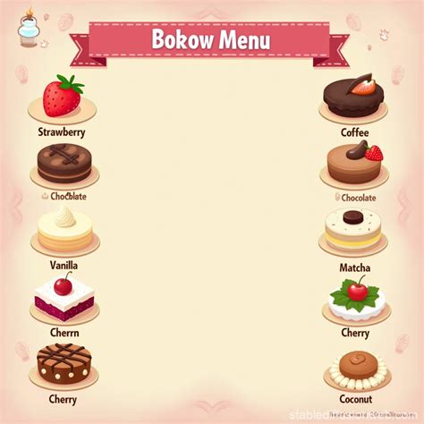 Bakery Themed Video Game Menu Stable Diffusion Online