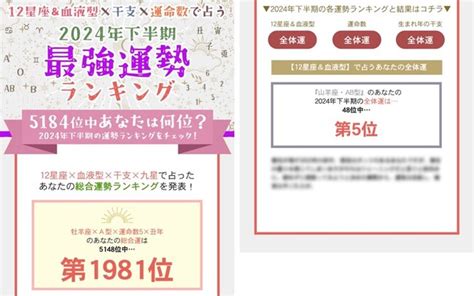 2024年下半期の運勢ランキング｜全5184位中あなたの運勢は何位？12星座＆血液型×運命数×干支で順位を公開！ 2024年5月25日