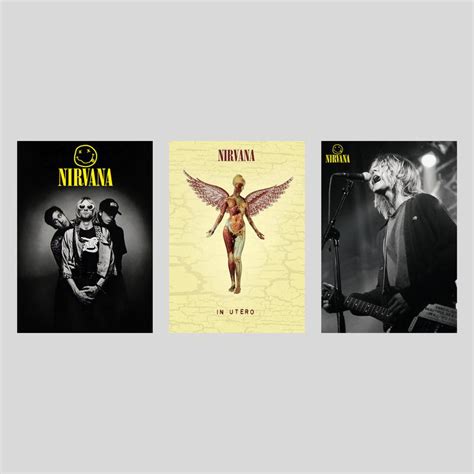 Набір постерів групи нірвана плакати Nirvana курт кобейн — цена 195 грн в каталоге Постеры