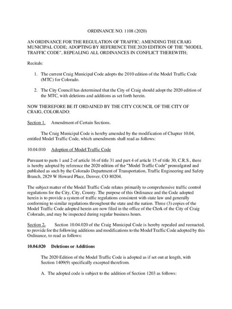 Fillable Online Municipal Code Adopting By Reference The 2020 Edition Of The Model Fax Email