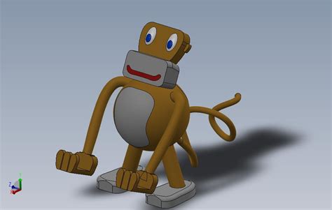 可爱的猴子电话架 SOLIDWORKS 2014 模型图纸免费下载 懒石网