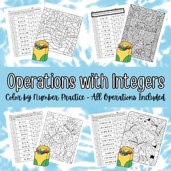 Operations With Integers Color By Number Practice Bundle All Operations