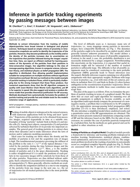 Pdf Inference In Particle Tracking Experiments By Passing Messages