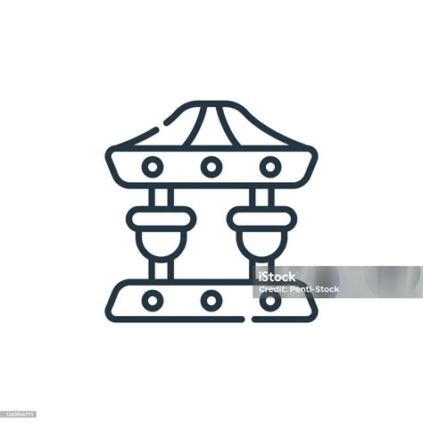 흰색 배경에 격리된 회전 목마 벡터 아이콘입니다 웹 사이트 디자인 및 모바일 앱 개발을위한 개요 얇은 라인 회전 목마 아이콘