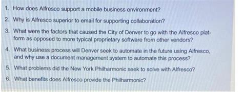Solved 1 How Does Alfresco Support A Mobile Business