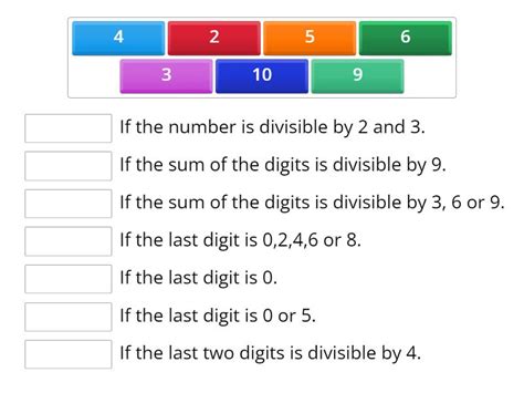 Divisibility Rules Match Up