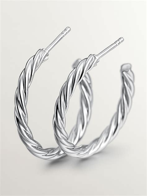 Large 925 Sterling Silver Hoop Earrings With Fluted Texture Aristocrazy