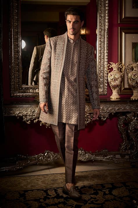 Buy Seema Gujral Grey Dori Embroidered Jacket And Kurta Set Online