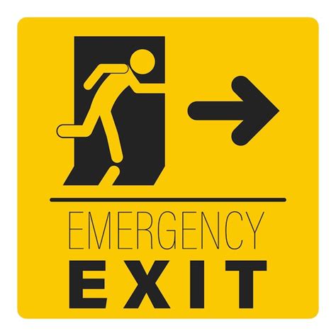 Premium Vector Printable Yellow Rectangle Sticker Design Label Direction Way Of Emergency Exit