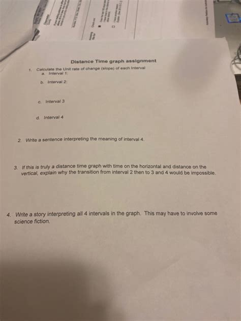 Solved 1 Distance Time Graph Assignment Calculate The Unit Chegg Com