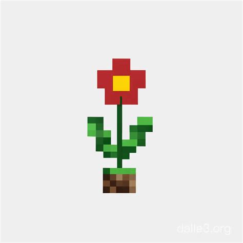 Minecraftinspired Simple Flower On Clean White Background Dalle Ai