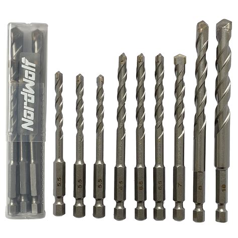 Buy Nordwolf Piece Masonry Drill Bit Set Includes Mm To Mm Metric With Hex Shank