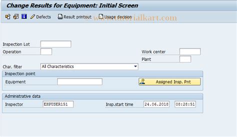QE18 SAP Tcode Change Results For Equipment