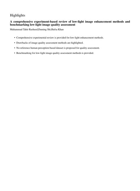 Pdf A Comprehensive Experiment Based Review Of Low Light Image