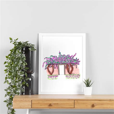 Printable Bougainvillea Floral Wall Art Hand Drawn Caribbean Flowers