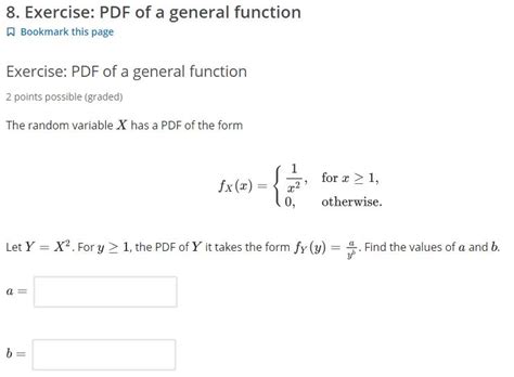 Solved 8 Exercise Pdf Of A General Function Bookmark This
