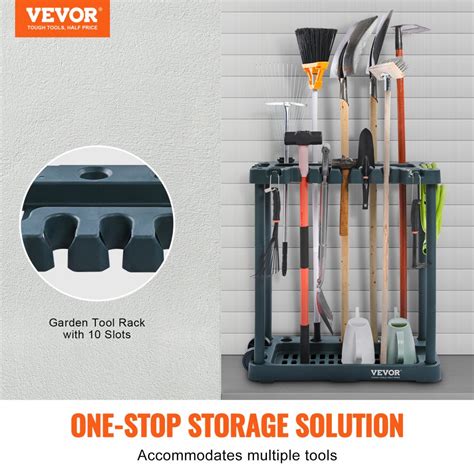 Vevor Garden Tool Organizer 10 Slots Yard Tool Tower Rack For Garage