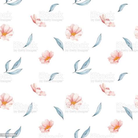 수채화 장미 엉덩이 또는 말미잘 핑크 꽃과 가지 매끄러운 패턴을 남깁니다 개체 그룹에 대한 스톡 벡터 아트 및 기타 이미지 개체 그룹 고풍스런 관목 Istock