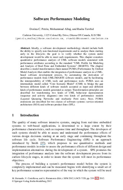 Pdf Software Performance Modeling