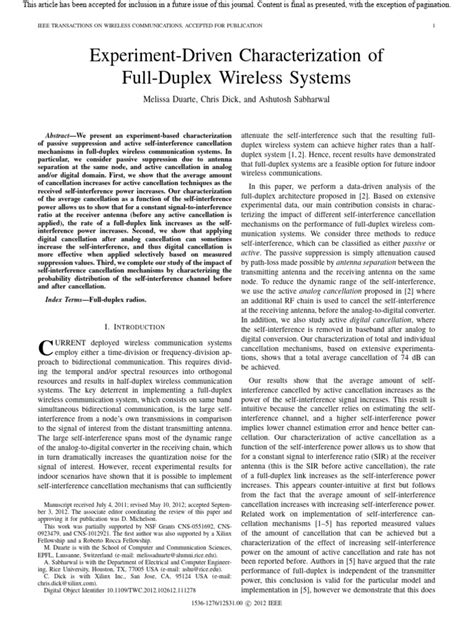 Experiment Driven Characterization Of Full Duplex Wireless Systems