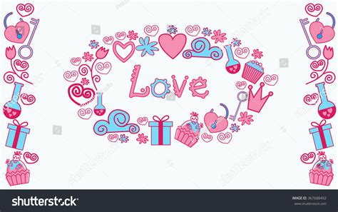 Valentines Day Abstract Background Hand Draw Stock Vector Royalty Free