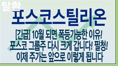 주식 포스코스틸리온 포스코스틸리온 주가전망 목표가로의 도전 지금이 시작점입니다 Youtube