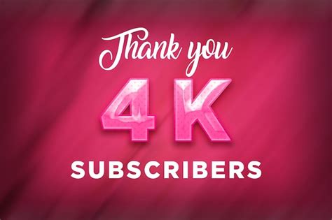 Premium Photo 4 K Subscribers Celebration Greeting Banner With Pink