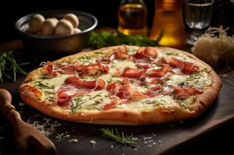 Premium Ai Image Pizza Bianca With Prosciutto