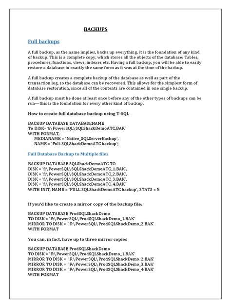 Sql Server Database Administartion Download Free Pdf Backup Databases