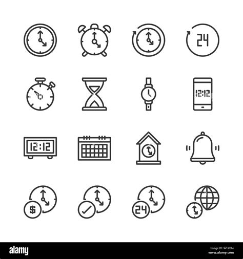 Time And Clock In Outline Icon Setvector Illustration Stock Vector Image And Art Alamy
