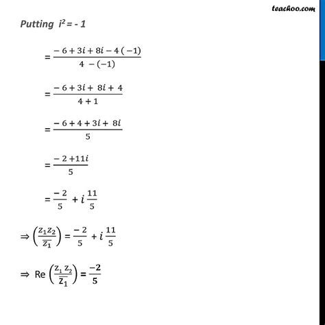 Misc 7 Let Z1 2 I Z2 2 I Find I Re Z1 Z2