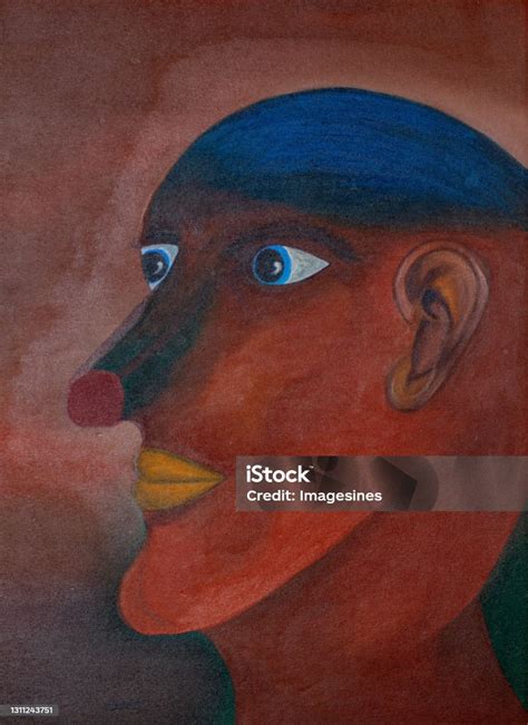 추상 페인트 초상화 길고 뾰족한 턱과 캔버스에 거대한 큰 코 유화를 가진 인간의 머리 남자에 대한 스톡 사진 및 기타 이미지 남자 인물 사진 회화 Istock