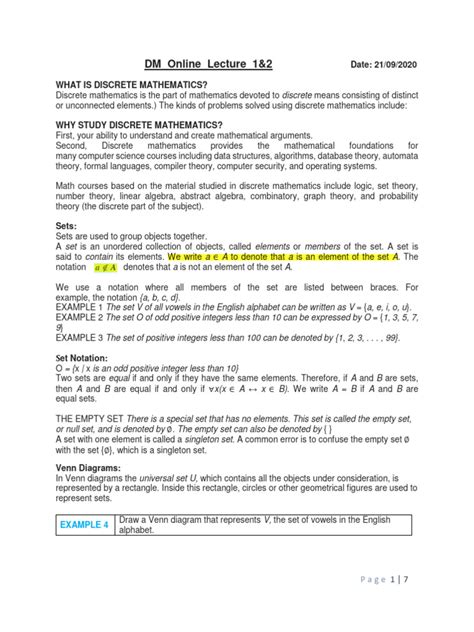 Dm Online Lecture 1and2 Pdf Set Mathematics Discrete Mathematics