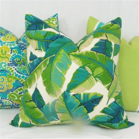 Tropical Leaf Palm Leaf Banana Leaf Outdoor Pillow Cover 18x18 Etsy