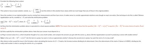 Solved Consider The Following Linear System Chegg Com