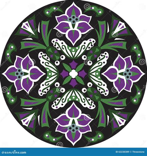 Vector Oriental Traditional Lotus Flower Circular Pattern Stock Vector