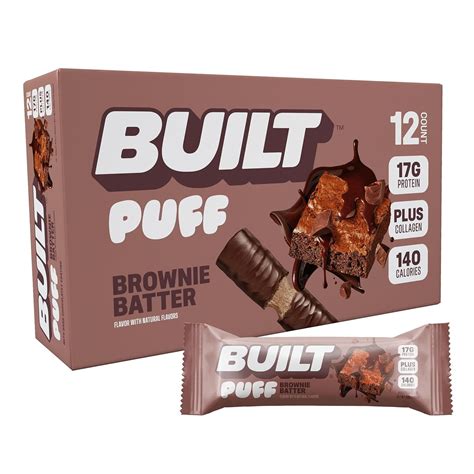 Built Protein Bars Brownie Batter Puff 12 Count Protein Snacks With 17g